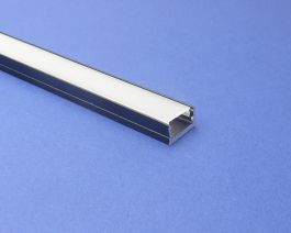 Black LED Aluminium 2m Black Profile with Frosted Lid